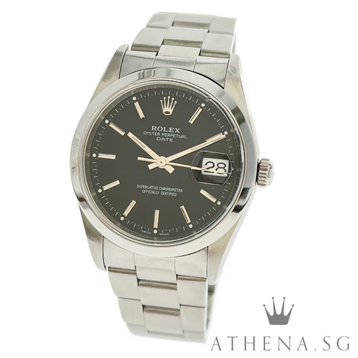 ROLEX MEN OYSTER PERPETUAL DATE "K" SERIES " BLACK INDEX DIAL" (WATCH ...