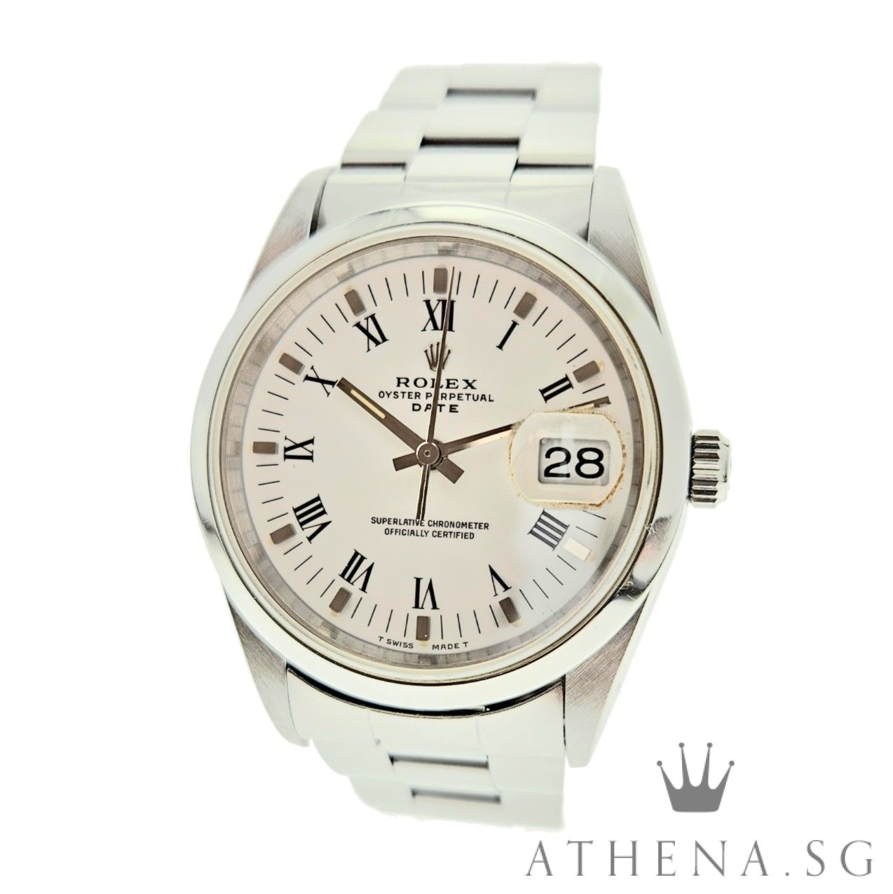 ROLEX MEN OYSTER PERPETUAL DATE "W" SERIES 34MM "WHITE DIAL" WITH BOX ...