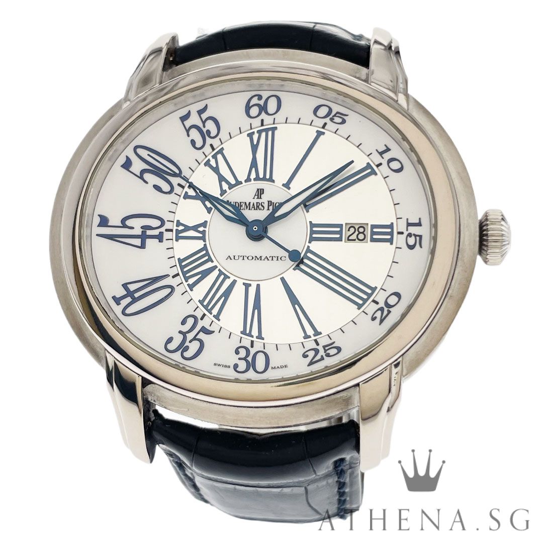 18K WHITE GOLD AUDEMARS PIGUET MILLENARY AUTOMATIC WATCH WITH BOX ...