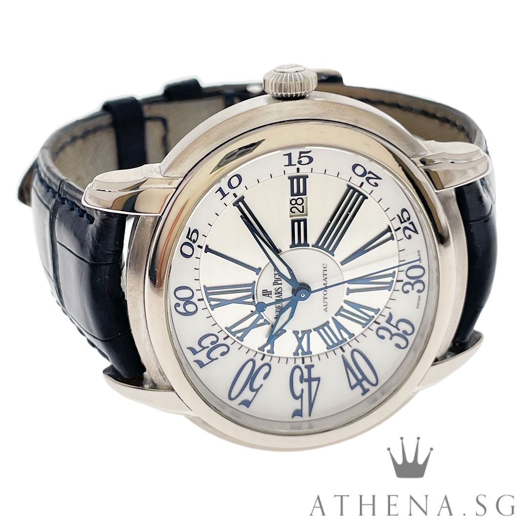 18K WHITE GOLD AUDEMARS PIGUET MILLENARY AUTOMATIC WATCH WITH BOX ...