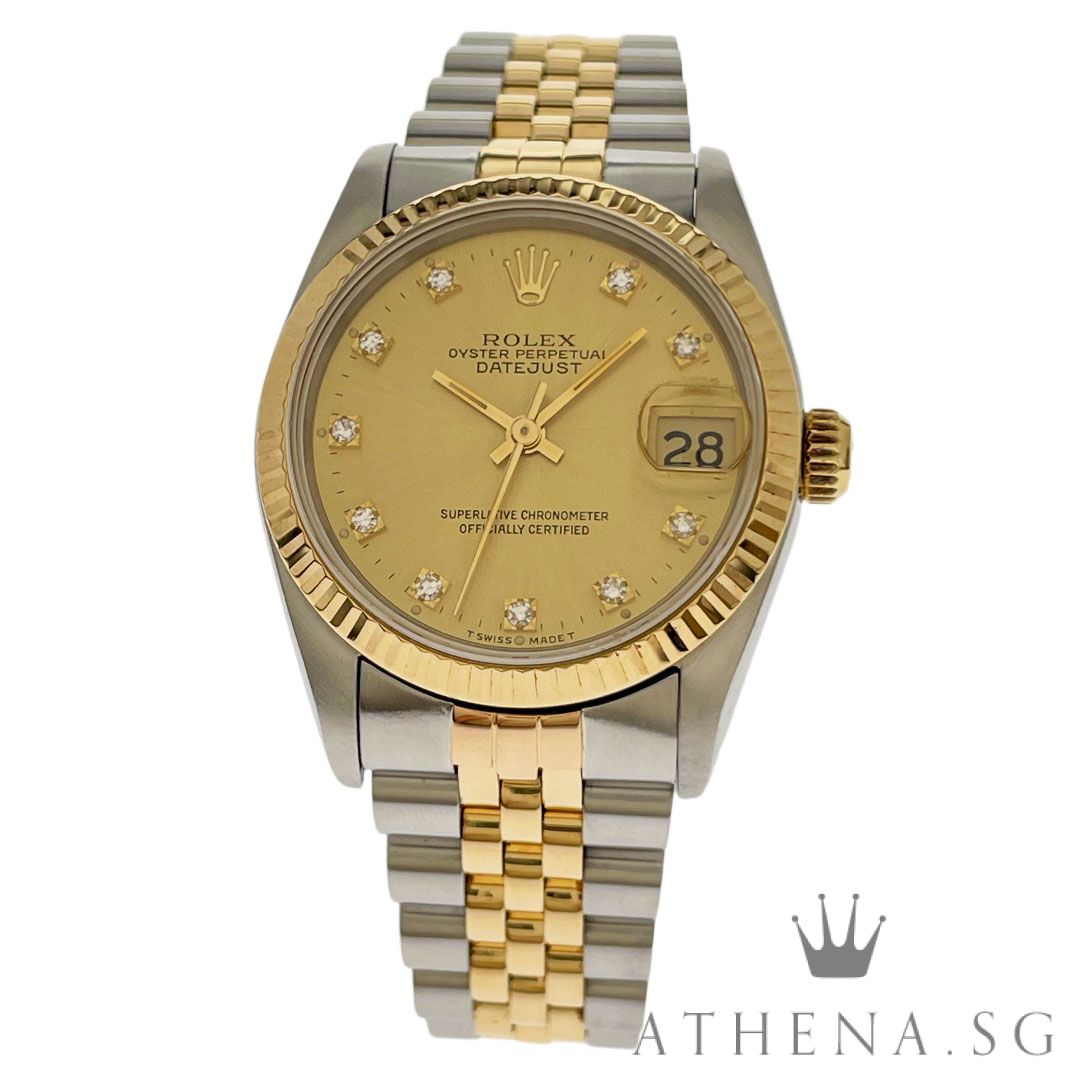 ROLEX HALF GOLD MID-SIZE OYSTER PERPETUAL DATEJUST "N" SERIES 31MM ...
