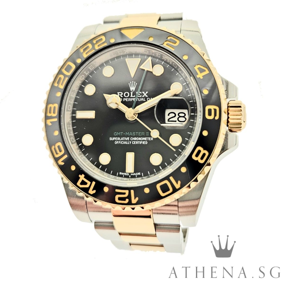 ROLEX 18K HALF YELLOW GOLD ROLESOR OYSTER PERPETUAL GMT MASTER II ...