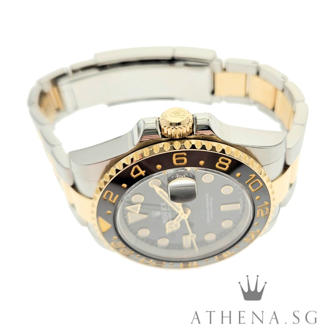 ROLEX 18K HALF YELLOW GOLD ROLESOR OYSTER PERPETUAL GMT MASTER II ...