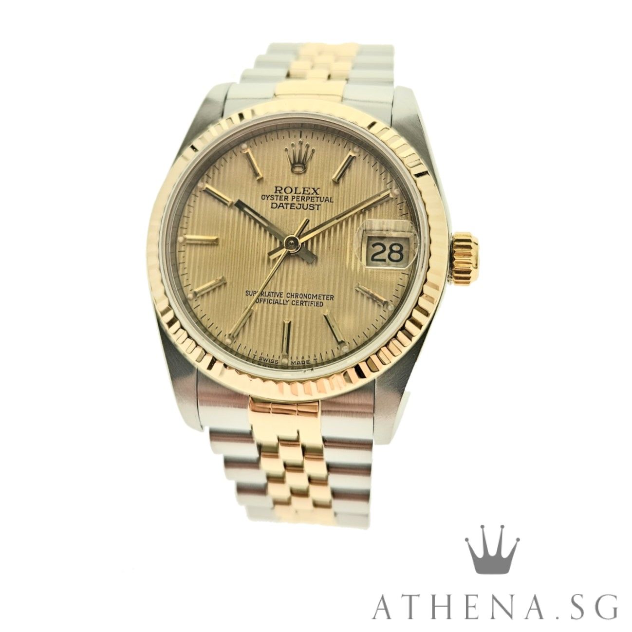 ROLEX 18K HALF GOLD MID SIZE OYSTER PERPETUAL DATEJUST "9 MILLION ...