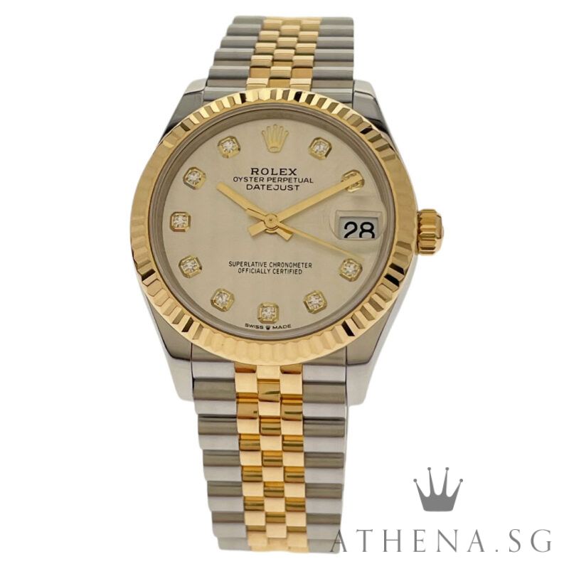 ROLEX YELLOW ROLESOR MID SIZE OYSTER PERPETUAL DATEJUST 31MM “AN ...