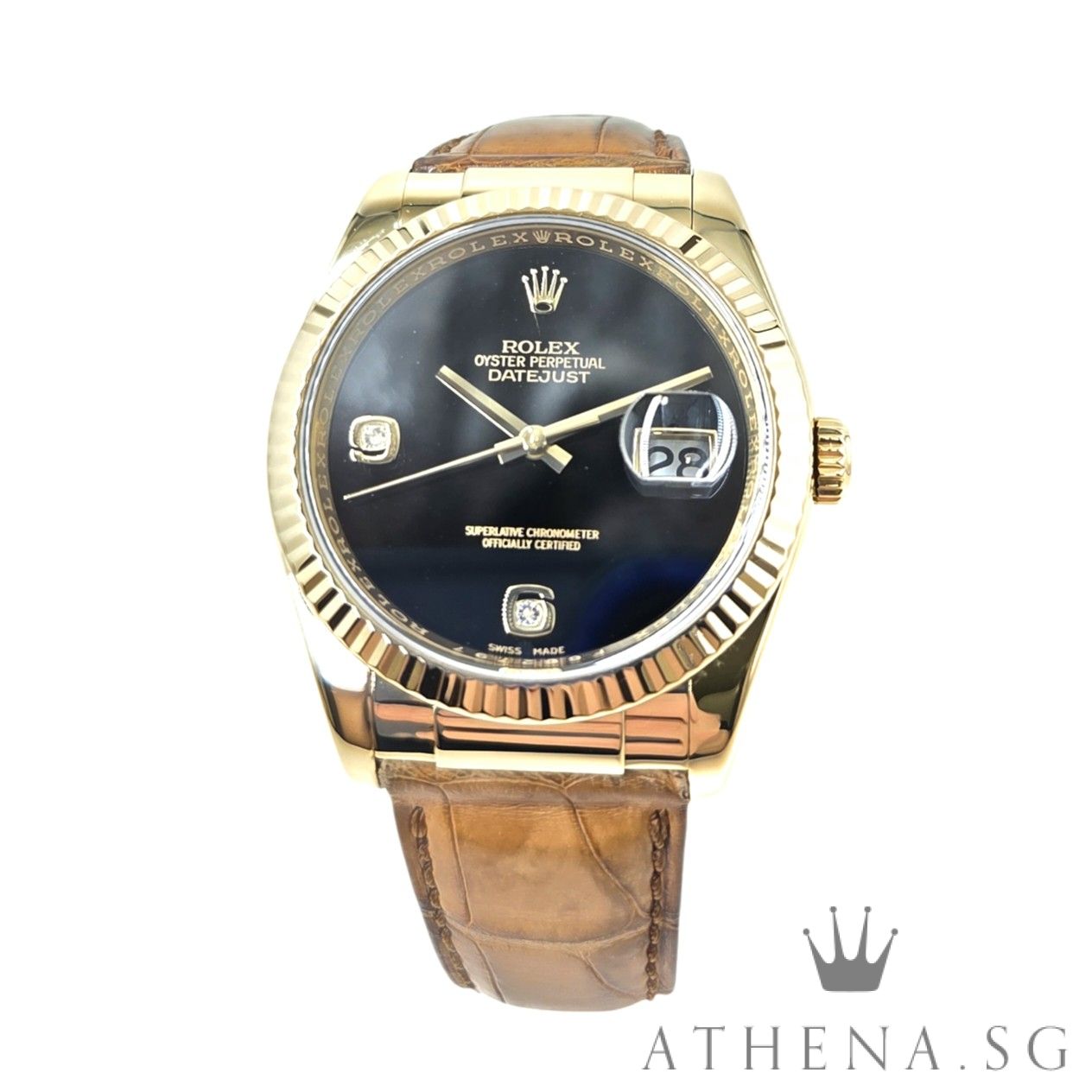 ROLEX 18K YELLOW GOLD OYSTER PERPETUAL DATEJUST 36 “F” SERIES “ONYX ...