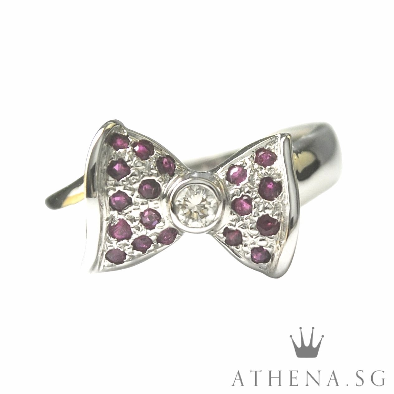 18K WG RIBBON RUBY RING WITH DIAMOND D1-0.05CTS 4.40G (SIZE 13) [NETT ...