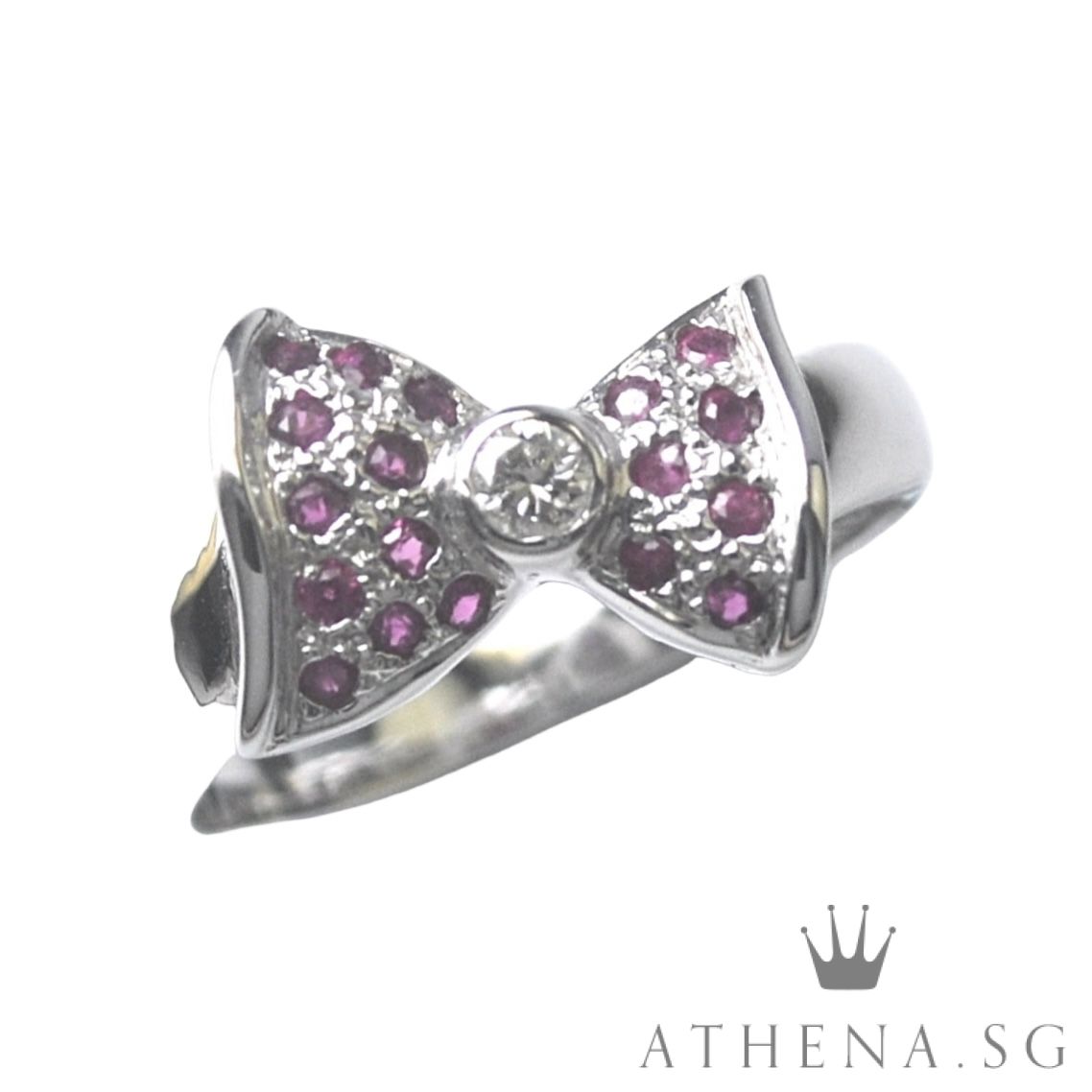 18K WG RIBBON RUBY RING WITH DIAMOND D1-0.05CTS 4.40G (SIZE 13) [NETT ...