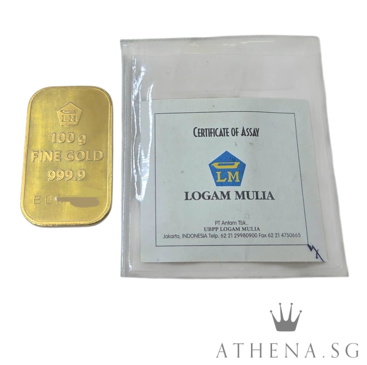 999.9 FINE GOLD BAR 100.00G [CALL FOR PRICING] - Athena Jewels and Watches